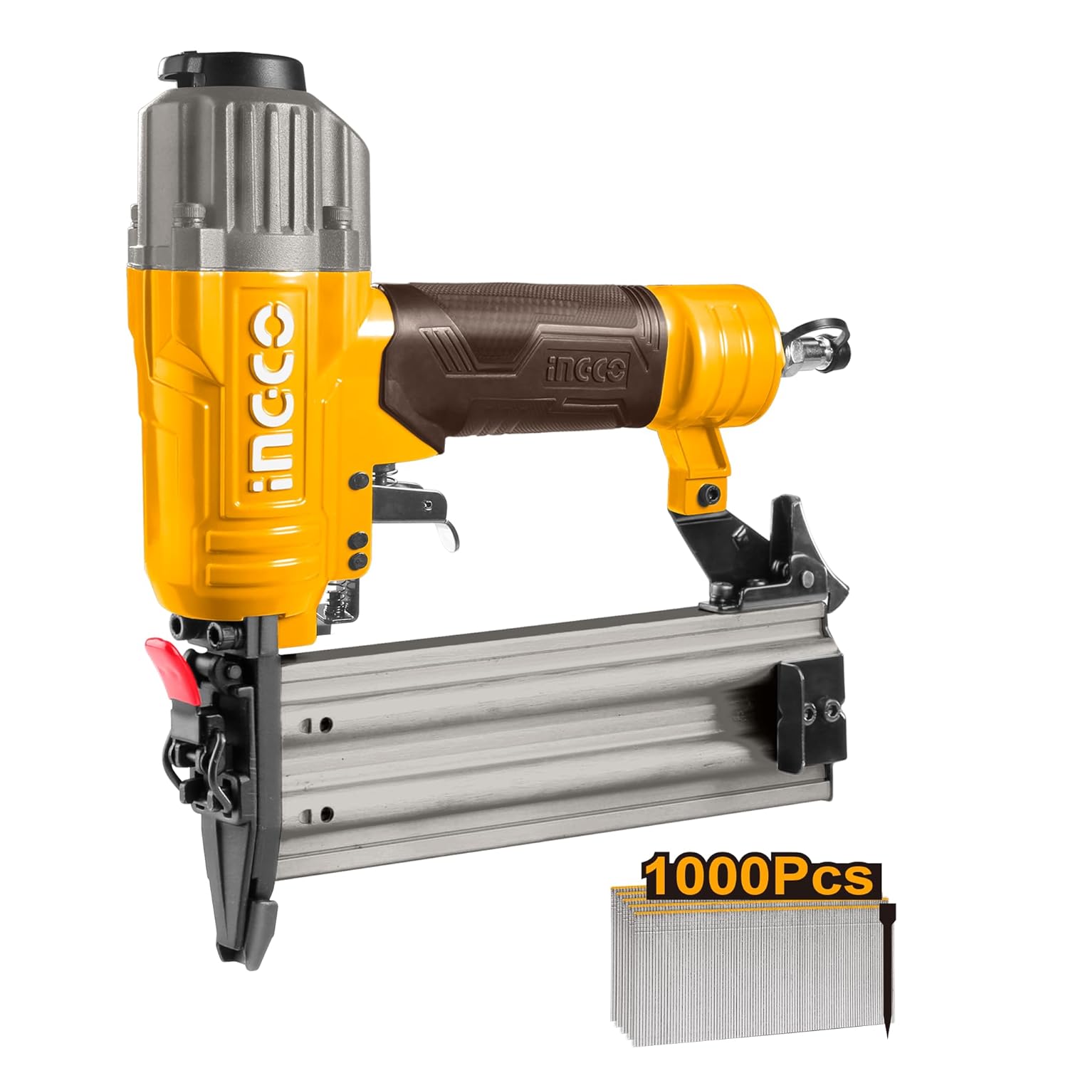 INGCO Air Brad Nailer, 18 Gauge, Pneumatic Brad Nailer, Safety Lock, W ...
